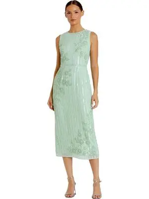 Mac Duggal Embellished Sleeveless Midi Dress - Green