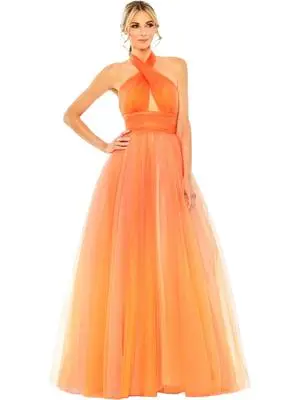 Mac Duggal Ombre Tulle Gown - Orange