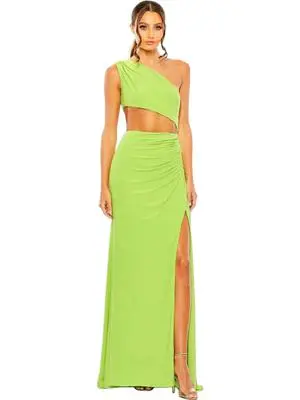 Mac Duggal Jersey One-shoulder Gown With Cutout Details - Green