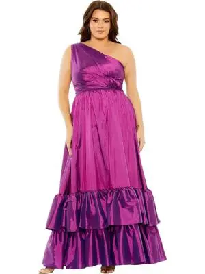 Mac Duggal Asymmetrical One-shoulder Gown - Purple