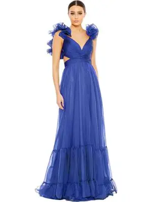 Mac Duggal Iconic Ruffle Gown - Blue