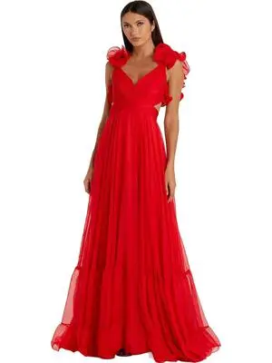 Mac Duggal Iconic Ruffle Gown - Red