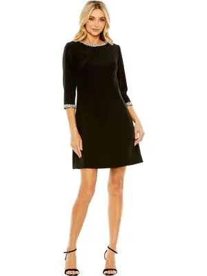 Mac Duggal Embellished Neckline Cocktail Dress - Black