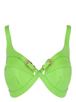 Givenchy Crisscross Leather Top - Green