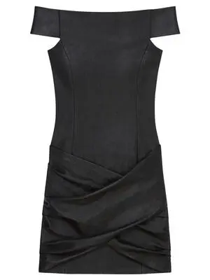 Givenchy Straight Neckline Draped Mini Dress - Black