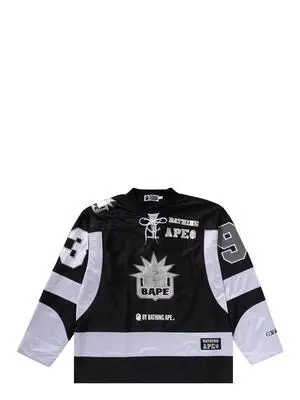 A BATHING APE Multi Logo Long-sleeve Ice Hockey Jersey - Black