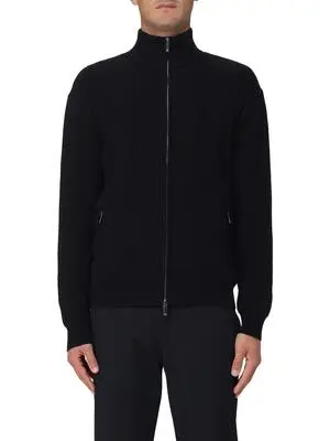 Emporio Armani Ribbed Zip-up Sweater - Black