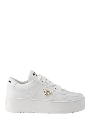 Prada Downtown Bold Leather Trainers - White