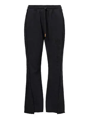 HONOR THE GIFT Denim-paneled Wide-leg Cotton Joggers - Black