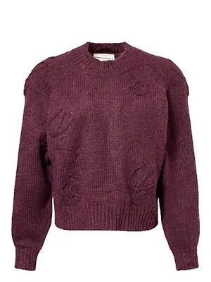 THE COUTURE CLUB Script Embroidered Knitted Jumper - Plum