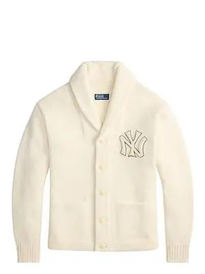 Polo Ralph Lauren Yankees Shawl-collar Wool-blend Cardigan - Andover Cream Combo