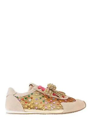 Kurt Geiger Islington Bow Suede Trainers - Gold Comb