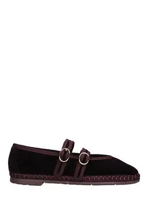 FLABELUS Claire Velvet Mary Jane Flats - Purple