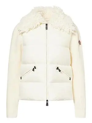 Moncler Spread-collar Zip-pocket Padded Cardigan - Natural