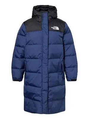 The North Face Nuptse Embroidered-logo Padded Parka Coat - Summit Navy Tnf Black