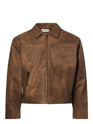 HONOR THE GIFT Appliquéd-logo Faux-suede Jacket - Brown