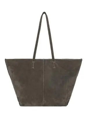 THE WHITE COMPANY Folded Contrast-stitch Suede Tote - Anthracite