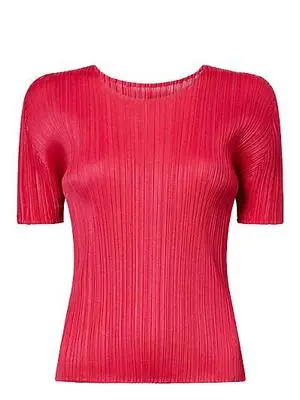 Issey Miyake Pleated Knit Top - Carmine