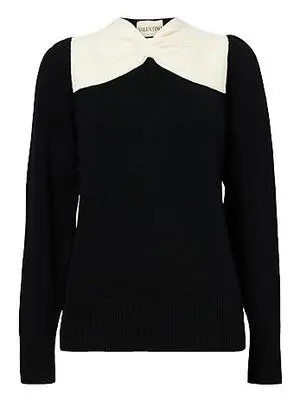 Valentino Garavani Wool Jumper With Bow - Nero Avorio