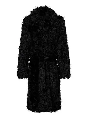 Acne Studios Classic-collar Belted Faux-fur Coat - Black