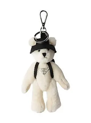 Prada Teddy Cotton And Mohair-blend Bag Charm - White