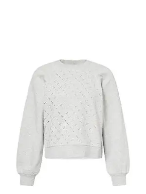 Paige Cotton Sweatshirt With Crystal Embellishments - Heather Grey
