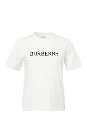 Burberry Brand-print Cotton T-shirt - Chalk