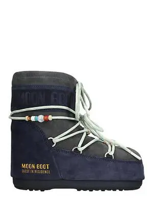 Moon Boot X Guest In Residence Icon Beaded Low Suede Boots - Navy
