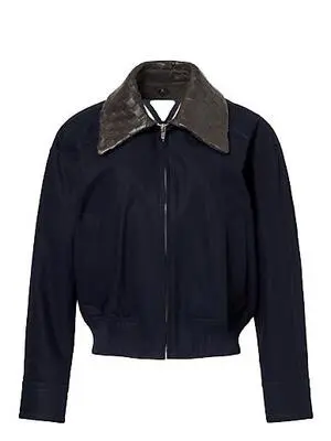 Bottega Veneta Blouson Detachable-collar Cotton Jacket - Navy