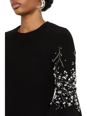 Rickie Freeman For Teri Jon Beaded Embroidered Crepe Dress - Black Multi