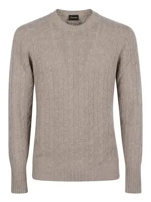DRUMOHR Roundneck Braided Wool Sweater - Beige
