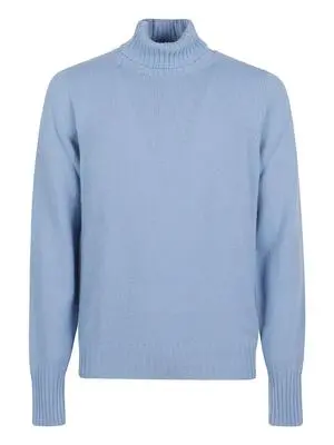DRUMOHR Thin Wool Turtleneck Long Sleeve Sweater - Sky Blue