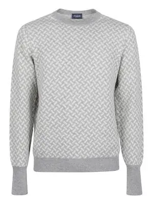 DRUMOHR Round Neck Long Sleeve Sweater - Grey