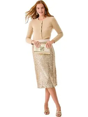 Lilly Pulitzer® Kendrick Midi Skirt - Gold Metallic Treasure Box Sequin Knit