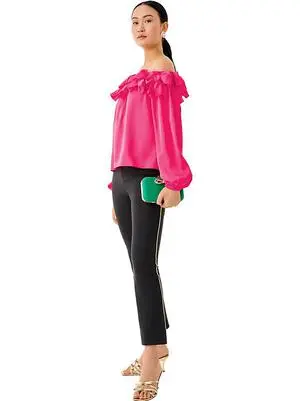 LILLY PULITZER Ana Embellished High Rise Crop Flare Pant - Noir