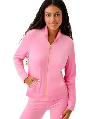 LILLY PULITZER Regate Velour Jacket Confetti Pink
