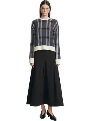Lela Rose Plaid Jacquard Knit Pullover - Blue