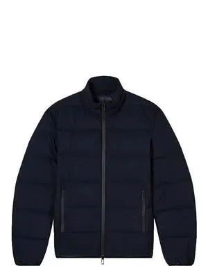 Emporio Armani Quilted Nylon Down Jacket With Jacquard Logo - Navy