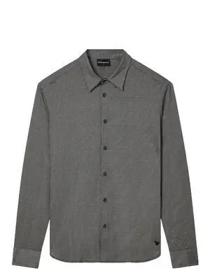 Emporio Armani Lyocell-blend Jersey Shirt With All-over Micro-pattern Print - Natural