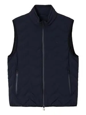 Emporio Armani Water-repellent Chevron Quilted Sleeveless Down Jacket - Navy