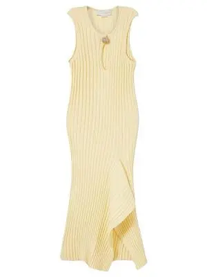 Stella McCartney Cotton Ribbed Midi Dress - Yellow
