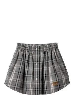 Miu Miu Cotton Flannel Mini Skirt - Grey