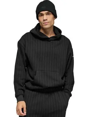 Alo Yoga Pinstripe Fleece Hoodie Black Pinstripe
