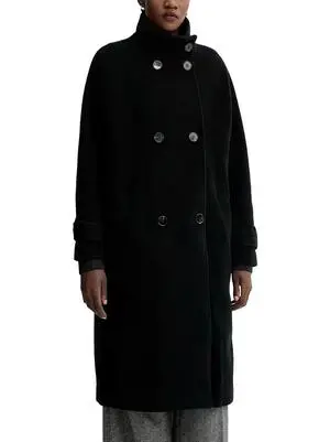 SESSUN Wool Blend Double-breasted Coat - Black