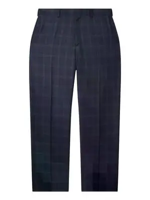 Paul Smith Checked Pleated Trousers - Blue