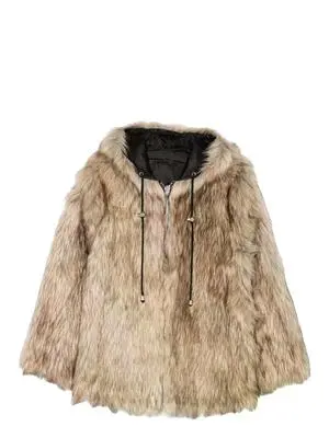 OPEN YY Hooded Reversible Faux-fur Jacket - Neutrals