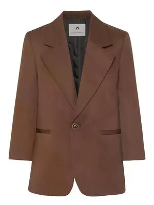 MARINE SERRE Wool Boxy Blazer - Brown