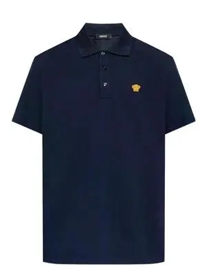 Versace Medusa Head-appliqué Polo Shirt - Blue