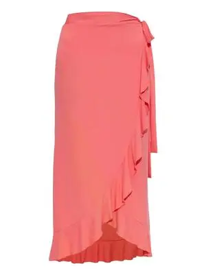 Melissa Odabash Ruffled-trim Tie-fastening Midi Skirt - Pink