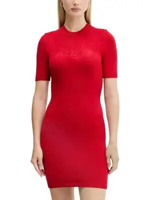 Hugo Knitted Logo Dress - Red